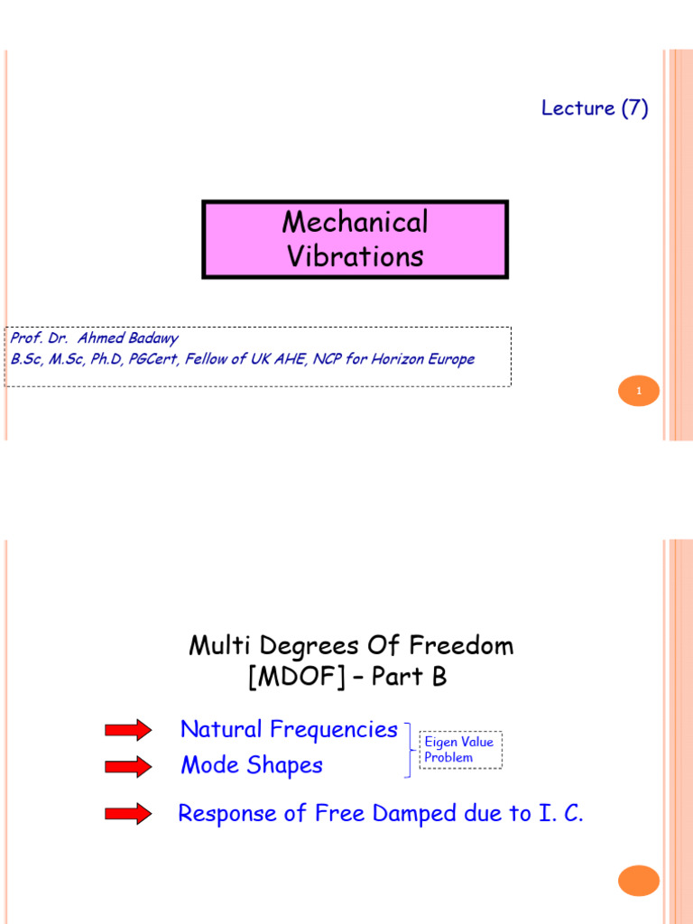 Lec 7 - Multi Degrees of Freedom - Part B | PDF | Damping | Algebra