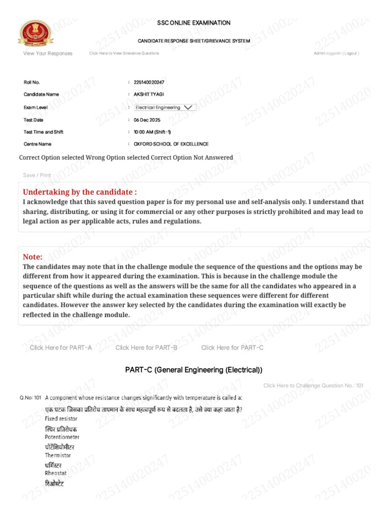 ssc je answer key | PDF