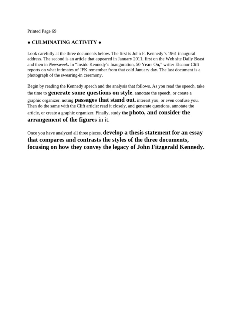 Analyzing Kennedy's Inaugural Address | PDF | John F. Kennedy | United ...