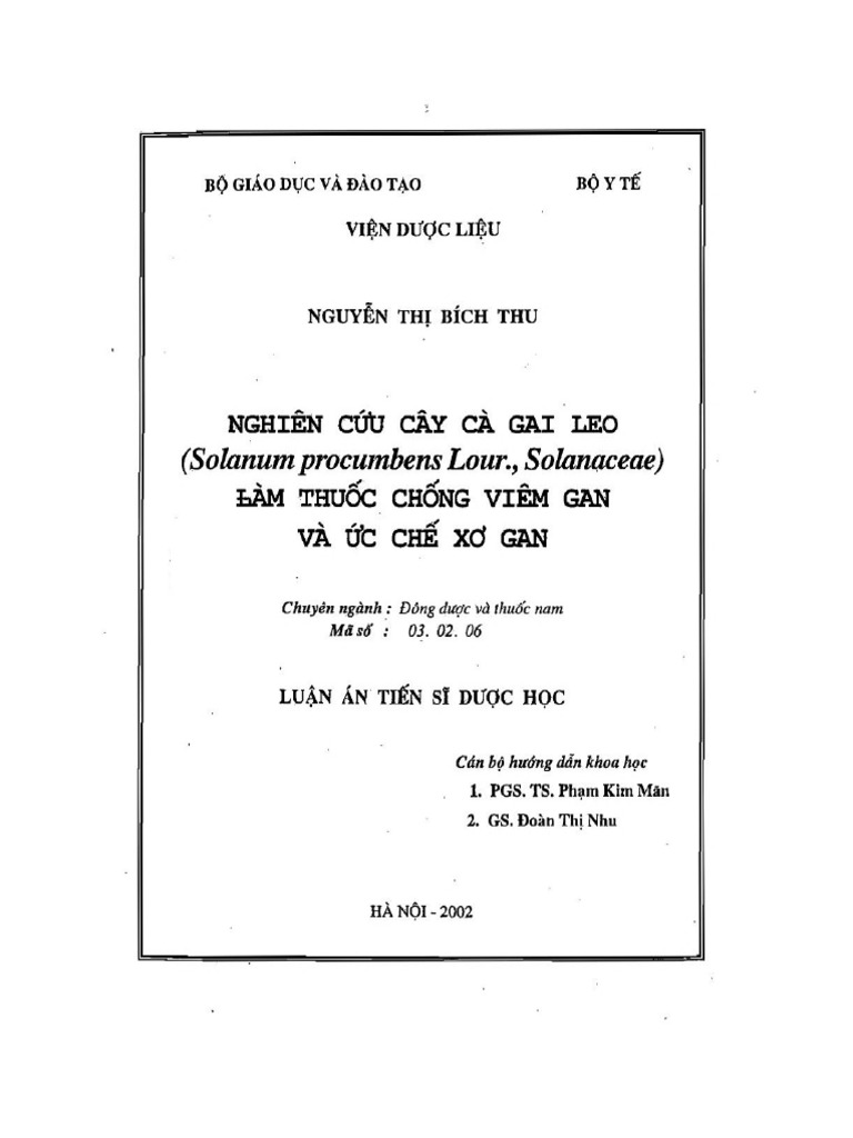 LA - Nghien Cuu Cay Ca Gai Leo - 152tr | PDF