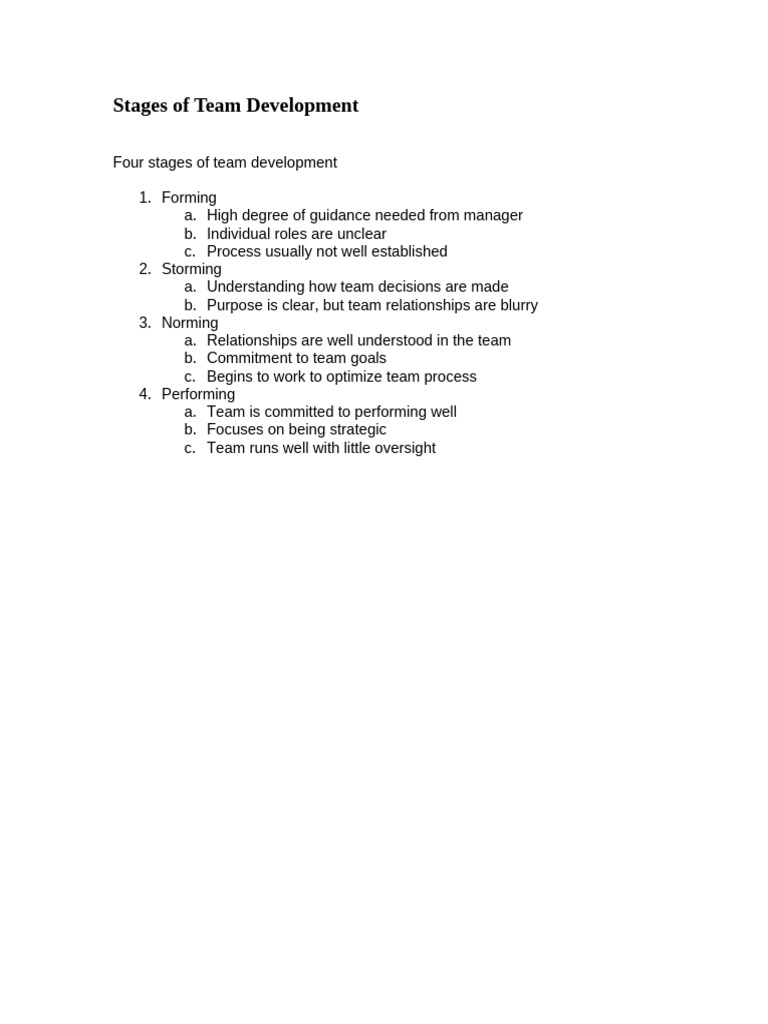 Stages of Team Development | PDF