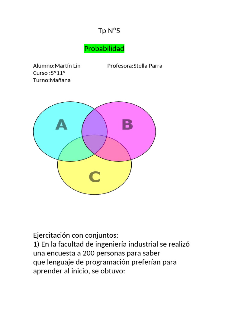 TP Nº5 Probabilidad Alumno-Martín Lin Curso-5º11º | PDF | Programación ...