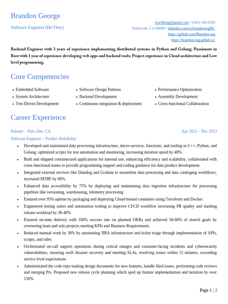 Resume Brandon George | PDF | Cloud Computing | Software