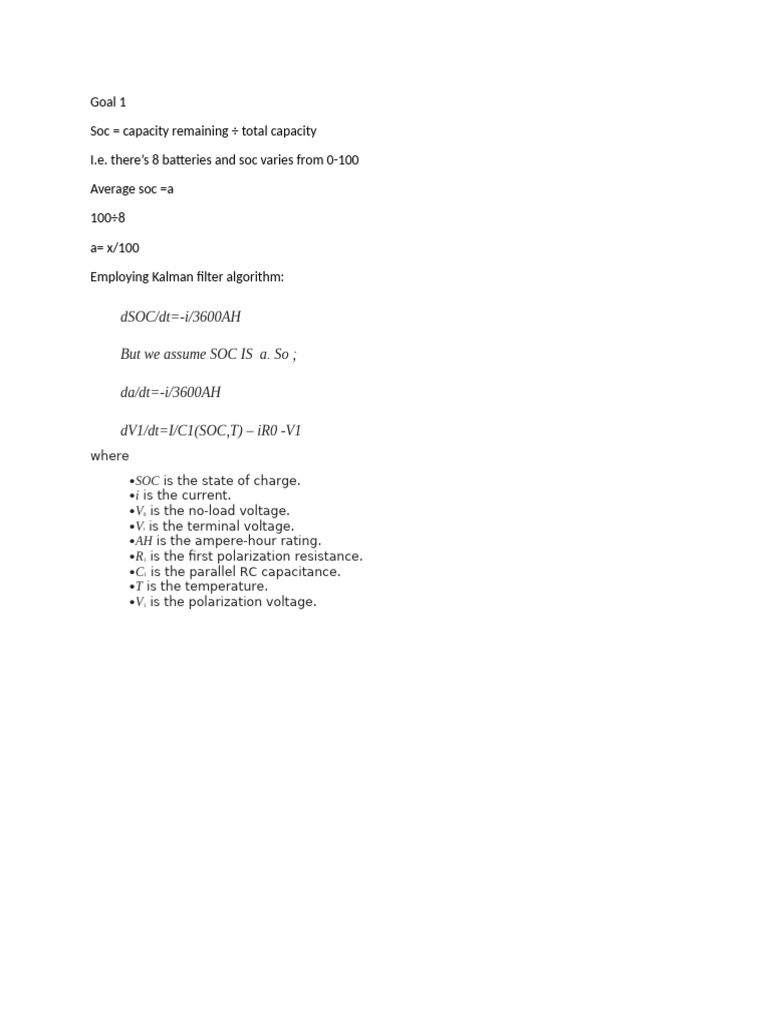 Kalman Filter for Battery SOC Analysis | PDF