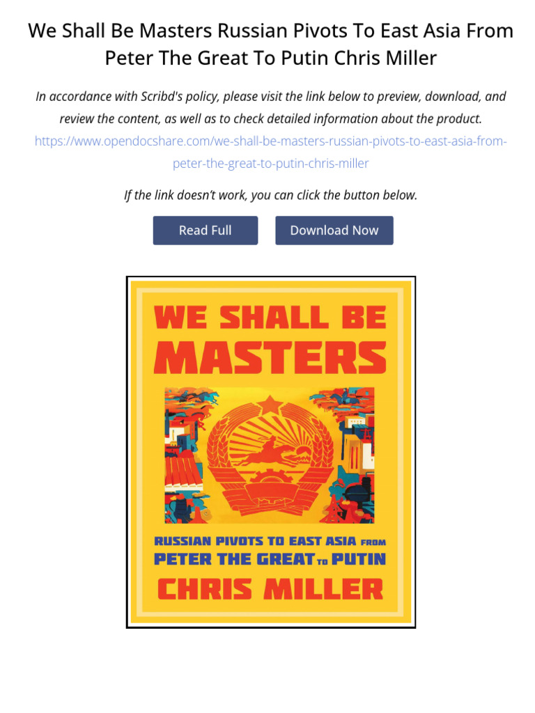 We Shall Be Masters Russian Pivots To East Asia From Peter The Great To ...