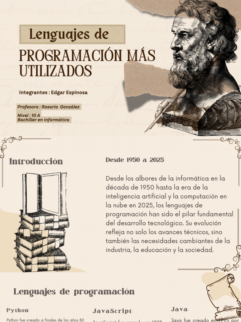 Presentación Trabajo de Literatura Versátil Elegante Tono Crema y ...
