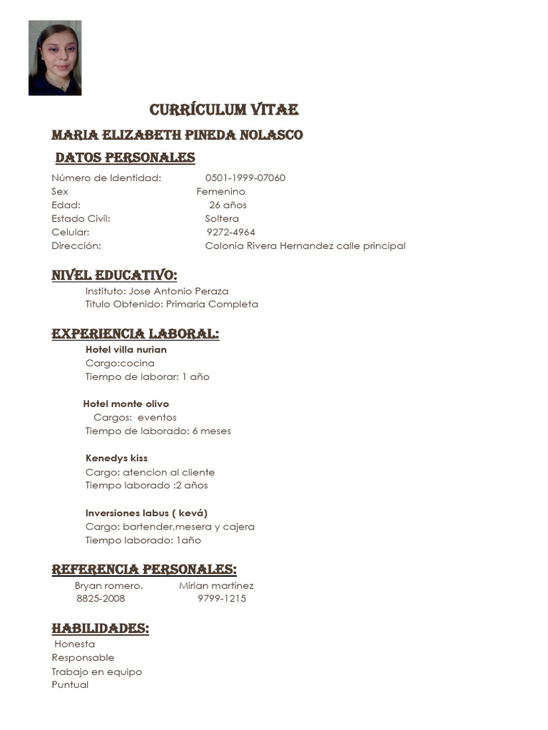 Currículum Vitae de María Pineda | PDF