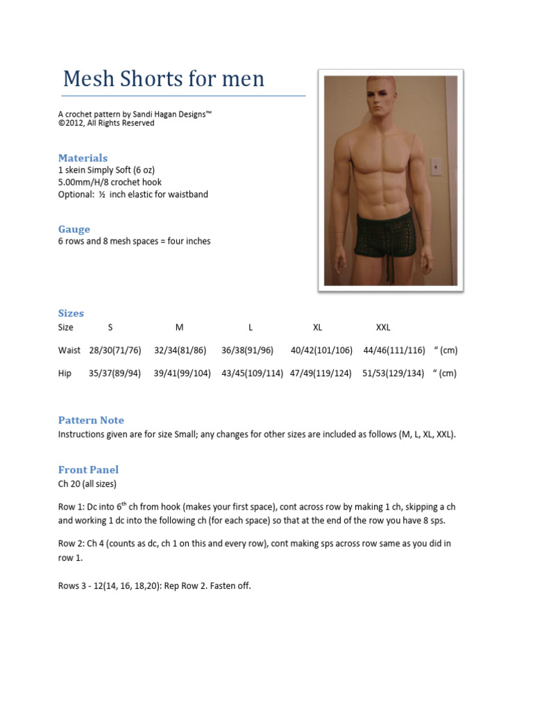 Mesh Shorts for Men | PDF | Clothing | Needlework