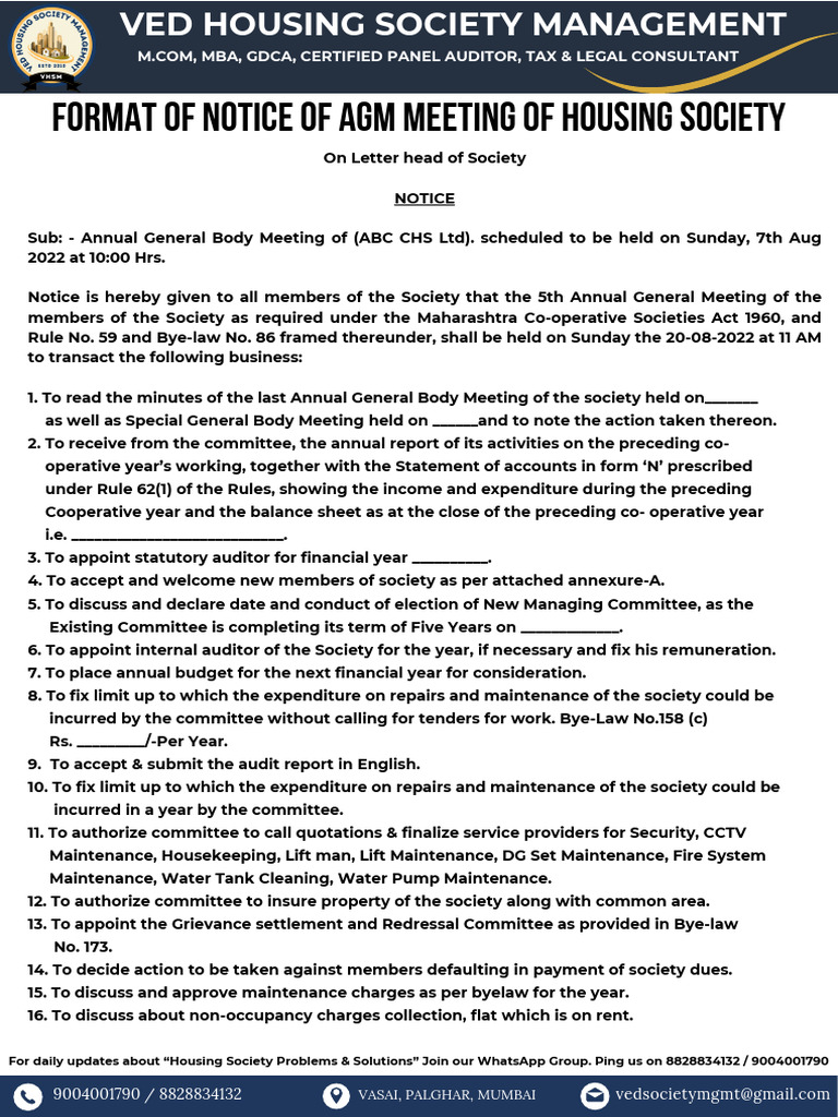 Format of Agm Meeting | PDF