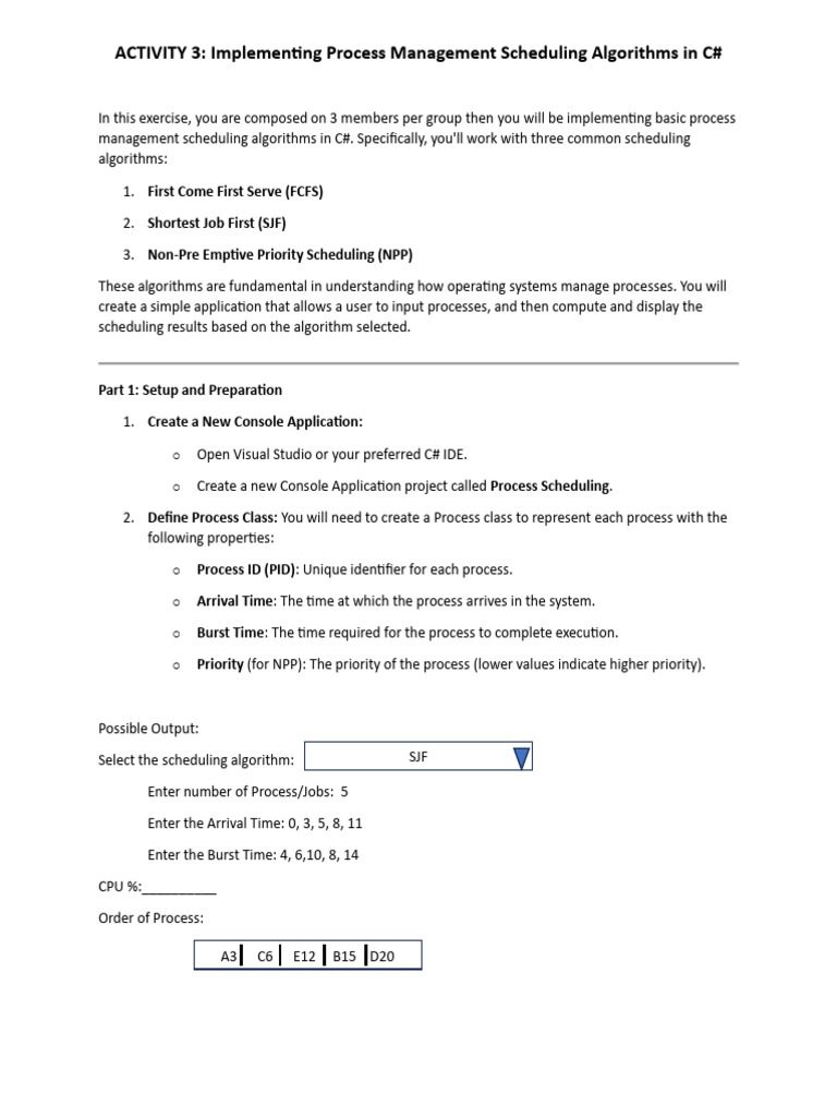 C# Process Scheduling Algorithms Guide | PDF
