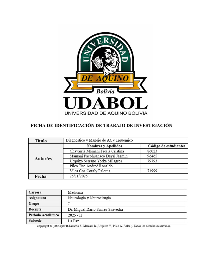 Formato Trabajo Udabol | PDF | Carrera | Infarto de miocardio