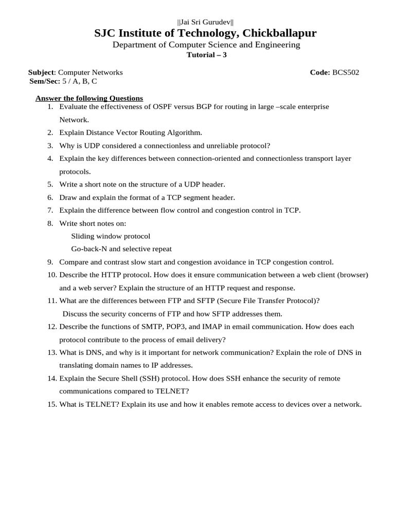 CN Tutorial 3 | PDF