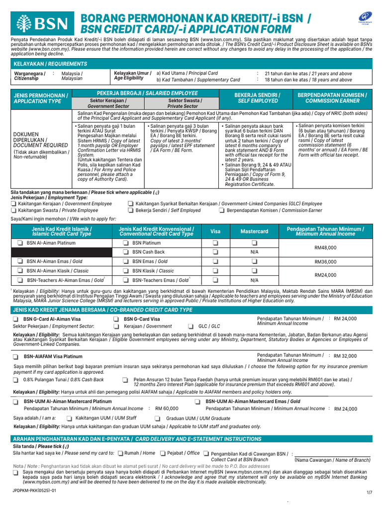 Borang Cc Bsn | PDF | Credit Card | Business