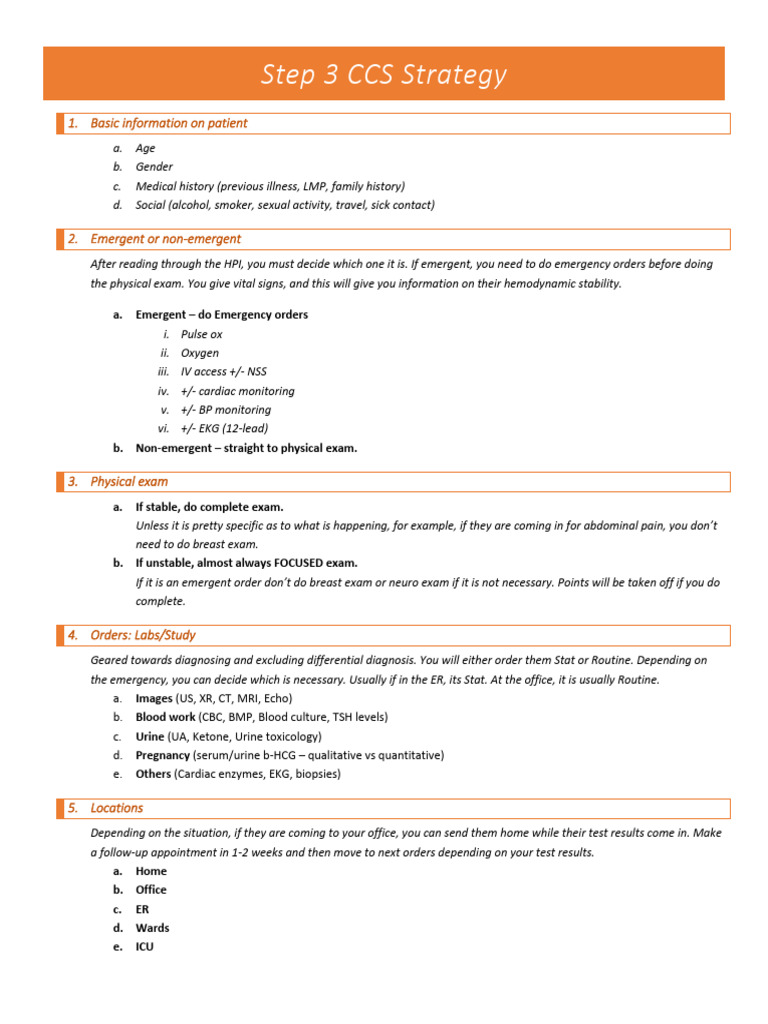 CCS Strategy Checklist | PDF | Physical Examination | Diseases And ...