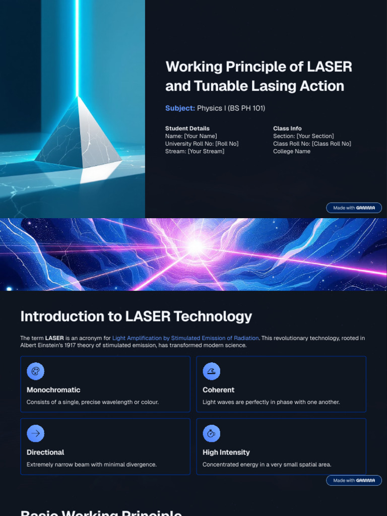 Working Principle of LASER and Tunable Lasing Action | PDF | Laser ...