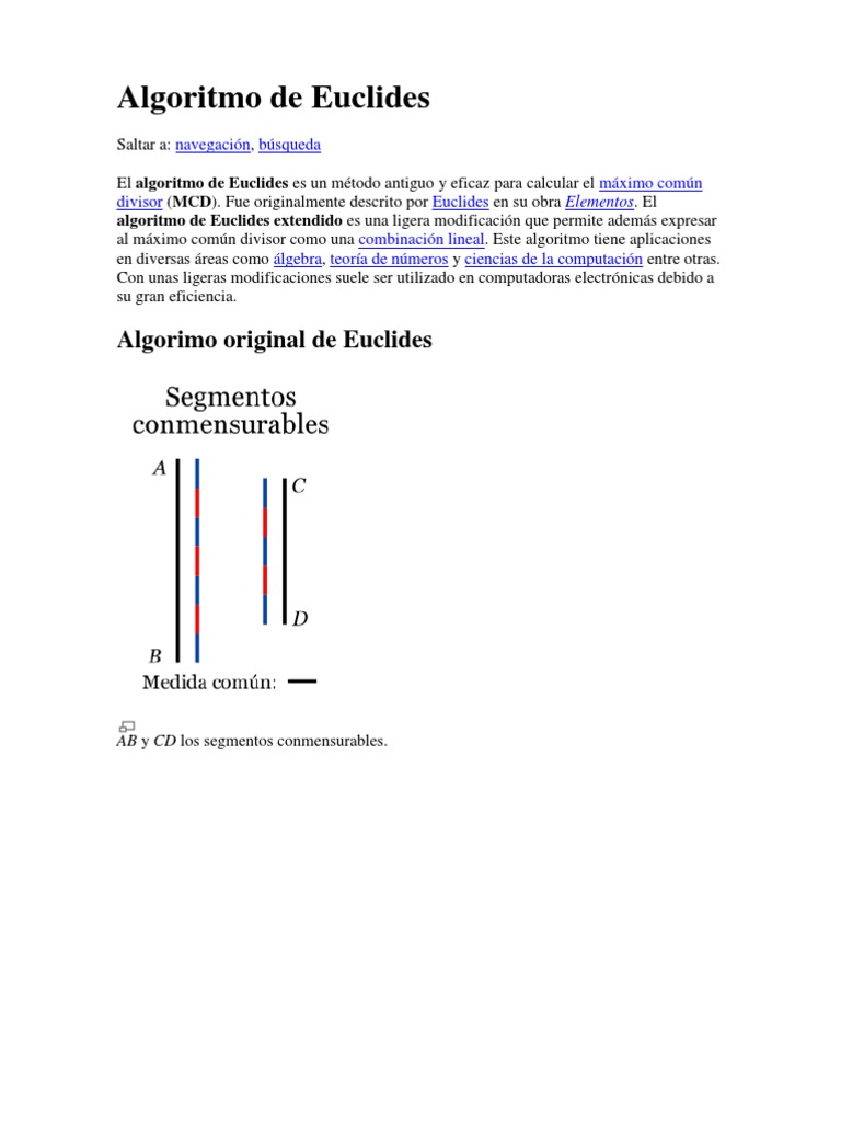 Algoritmo de Euclides | PDF | Algoritmos | División (Matemáticas)