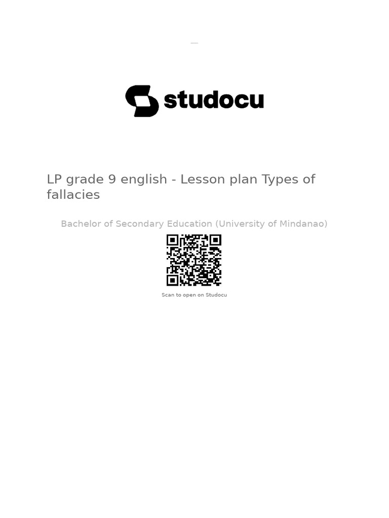 Lp Grade 9 English Lesson Plan on Types of Fallacies in Detail | PDF | Fallacy