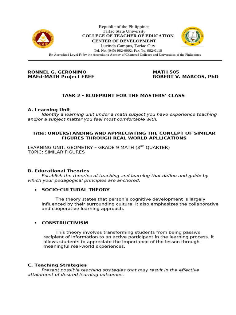 Blueprint - Ronnel g. Geronimo | PDF | Constructivism (Philosophy Of ...