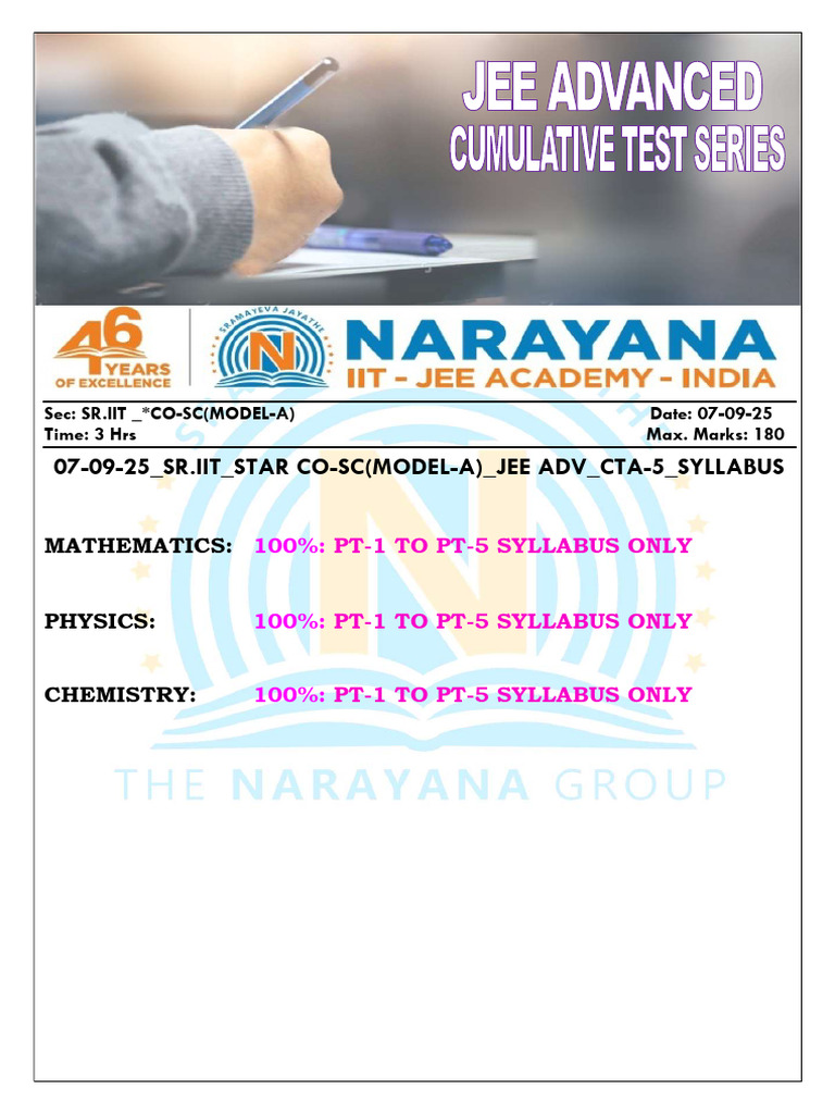 07-09-25 Sr.iit Star Co-sc(Model-A) Jee Adv 2024(P-II) Cta-5 Qp | PDF | Gases | Chemical Reactions