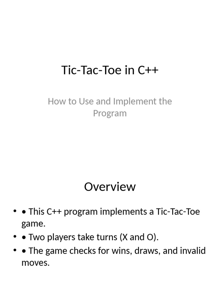 TicTacToe_Cpp_Presentation | PDF