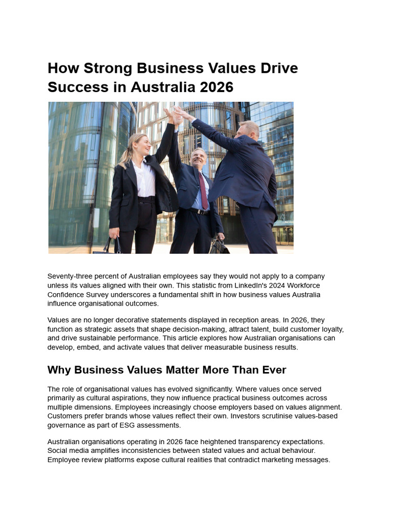 How Strong Business Values Drive Success in Australia 2026 | PDF ...