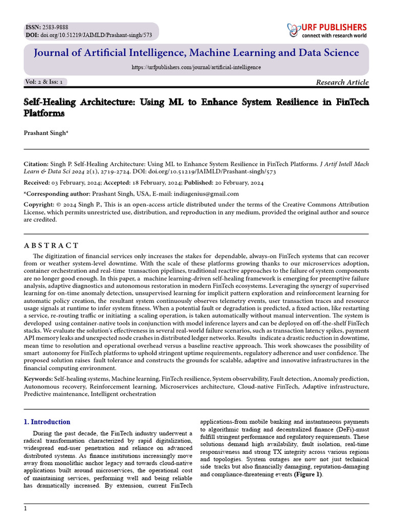 Self Healing Architecture | PDF | Machine Learning | Financial Technology