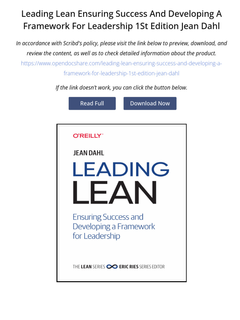 Leading Lean Ensuring Success and Developing a Framework for Leadership ...