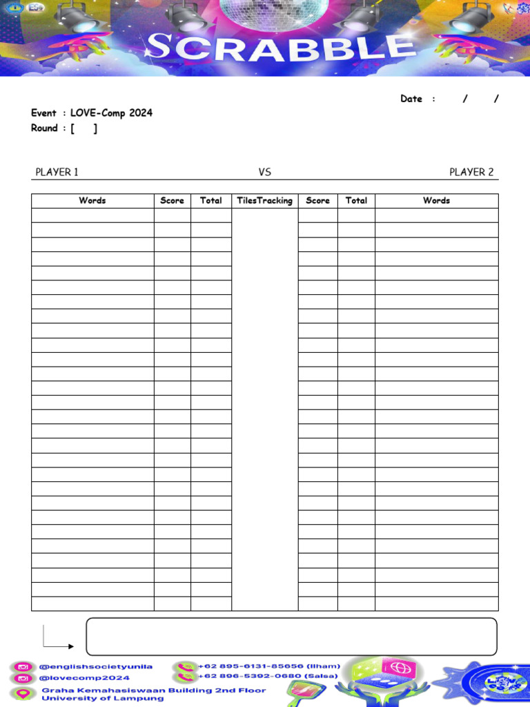 ScoreSheet Love Comp 2024 Scrabble | PDF