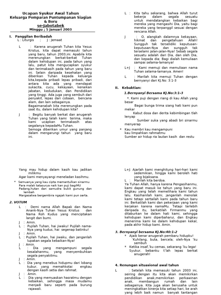 Syukur Awal Tahun Keluarga Siagian | PDF