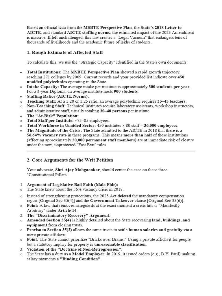 Teaching and Non Teaching Staff Getting Affected by Section 35 | PDF ...