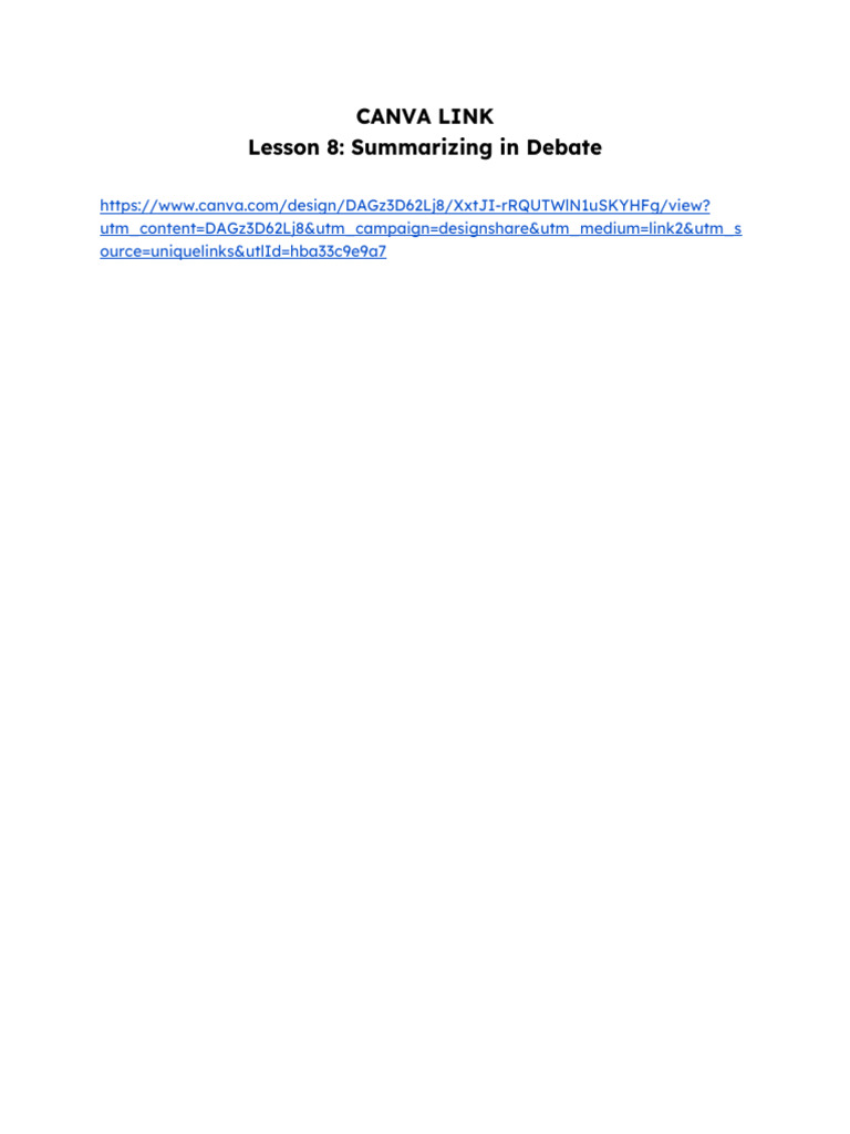 CANVA LINK - Lesson 8_ Summarizing in Debate | PDF