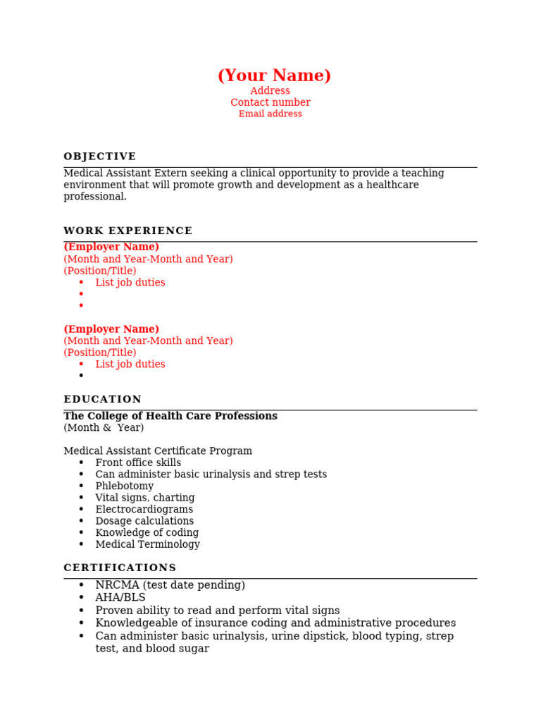 MA Resume Template | PDF