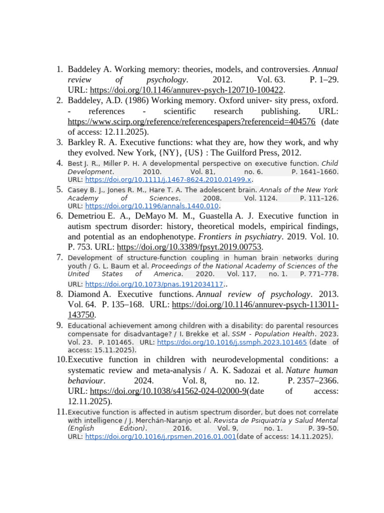Baddeley | PDF | Autism | Executive Functions