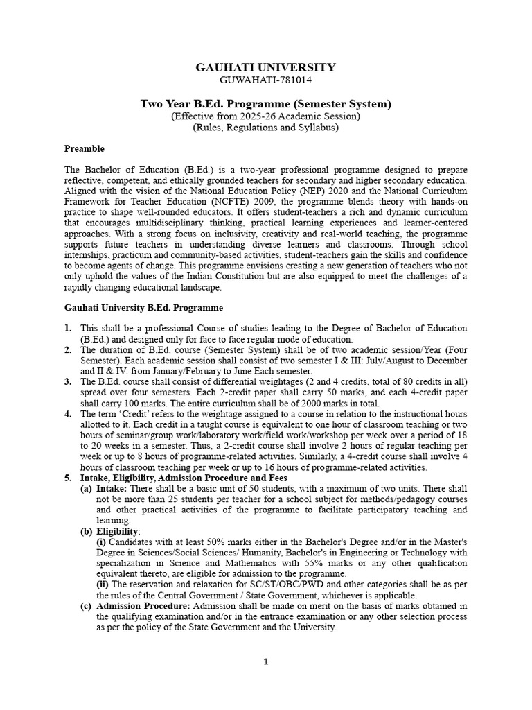 B.ed Semester Syllabus 2025-1-Copy | PDF | Educational Technology ...