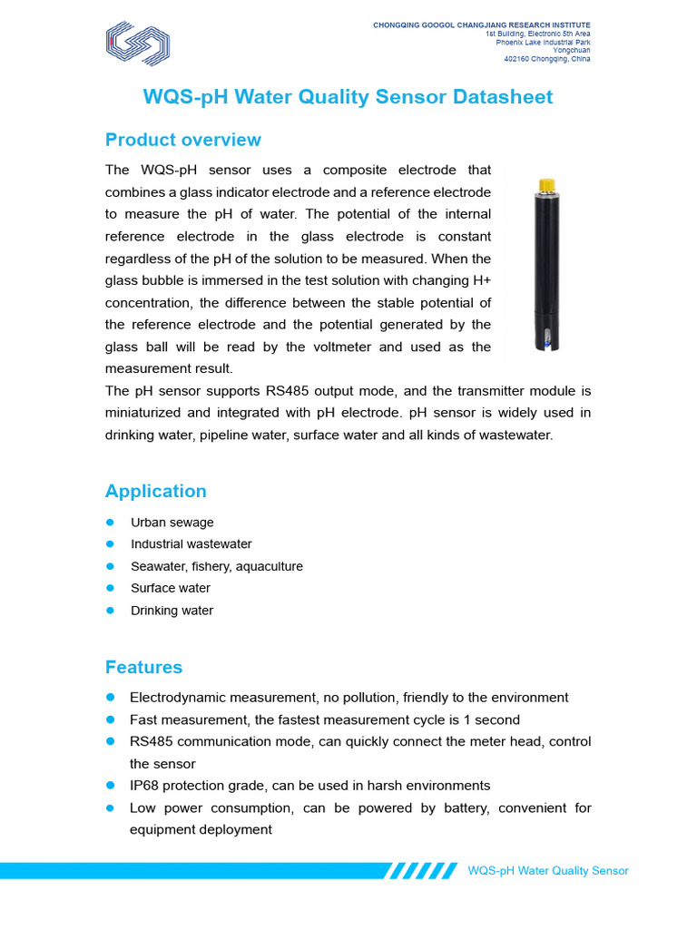 4. WQS-pH Water Quality Sensor | PDF | Ph | Water