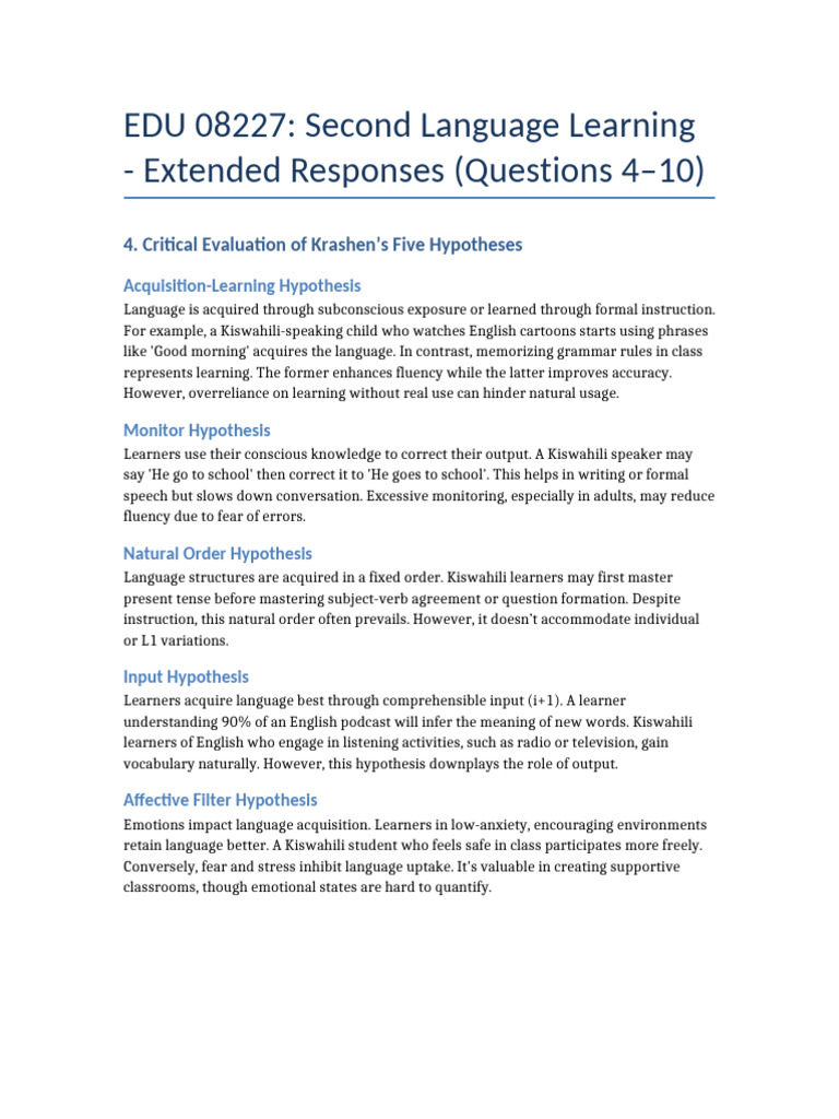 Second Language Learning Insights | PDF | Second Language | Second ...