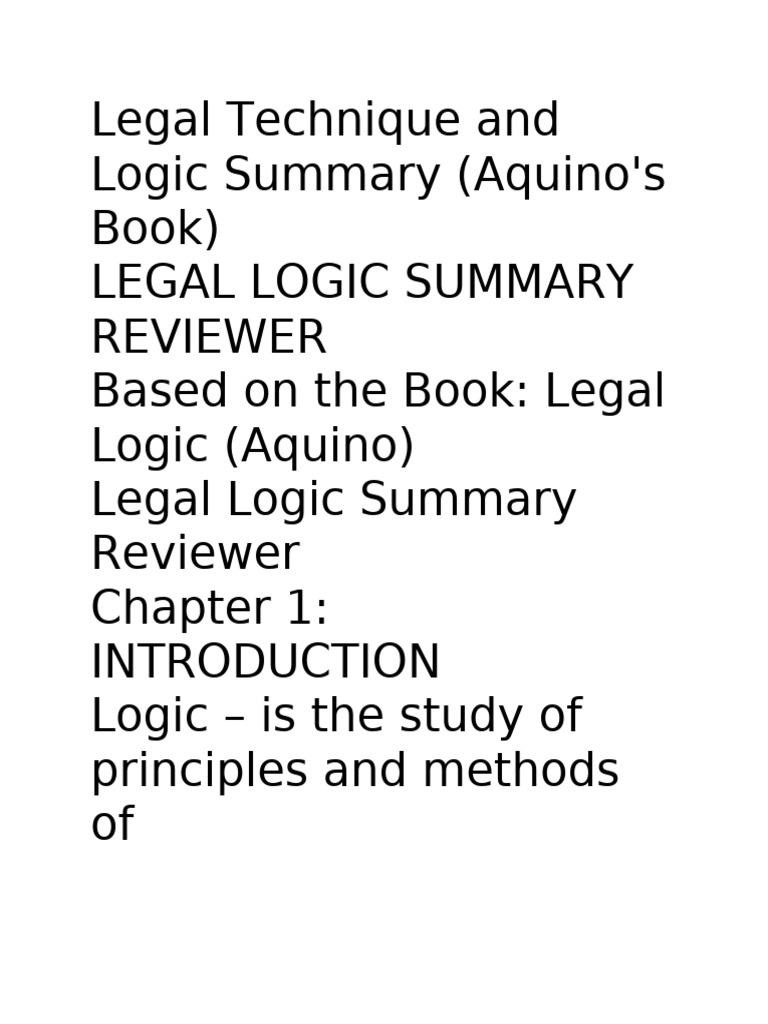 Legal Technique and Logic Summary | PDF | Evidence (Law) | Argument