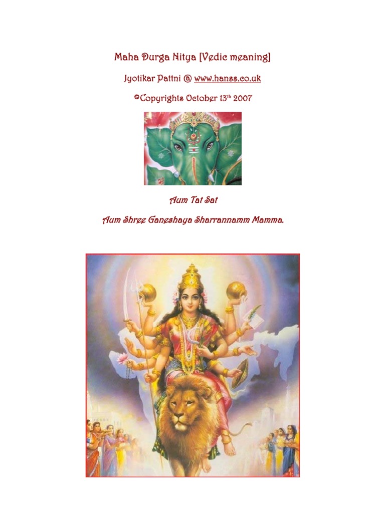 Maha Durga Nitya - Vedic Meaning | PDF | Devi | Hindu Literature