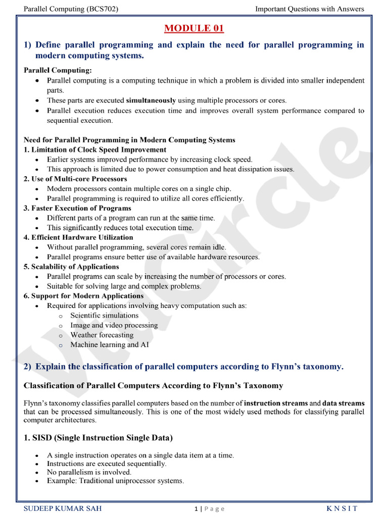 BCS702 Important Question Solution | PDF