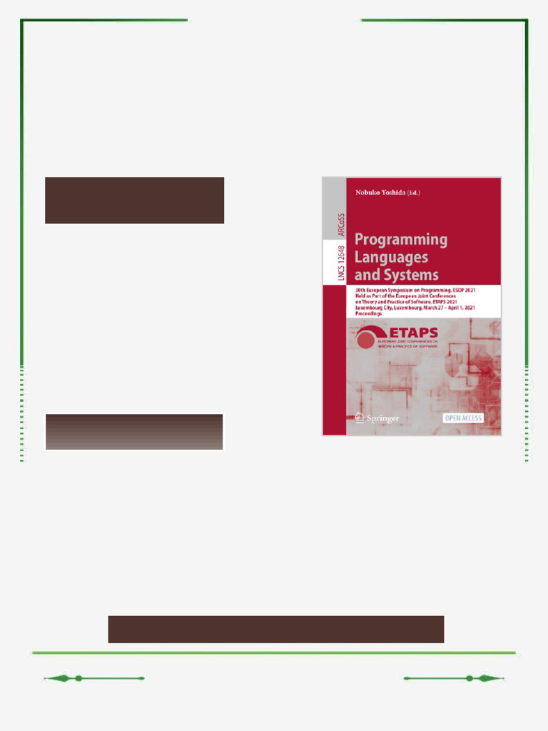 Programming Languages and Systems 1st Edition Nobuko Yoshida eBook chapter pack | PDF | Parish ...