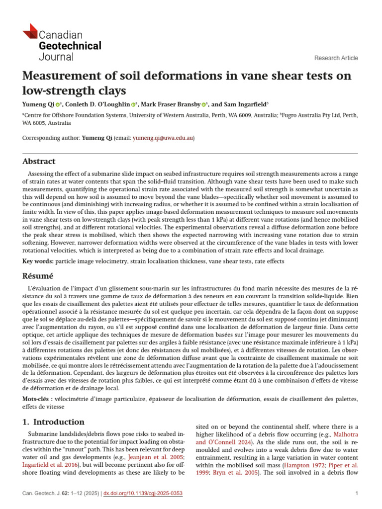 Qi Et Al. - 2025 - Measurement of Soil Deformations in Vane Shear Tests ...