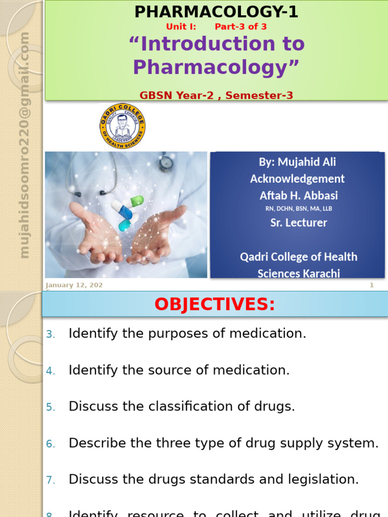 Unit-1.2 Introduction of Pharmacology ( Purpose of Medication ) | PDF ...