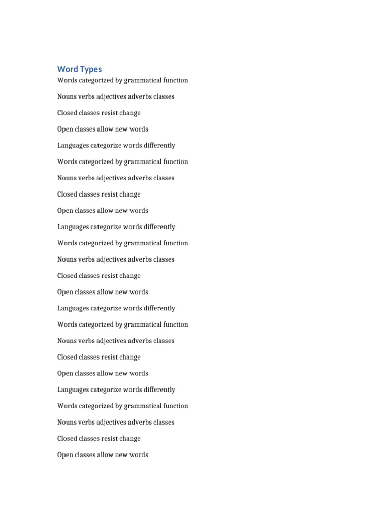 Set2 Linguistics File 3 Word Types Structure | PDF | Part Of Speech ...