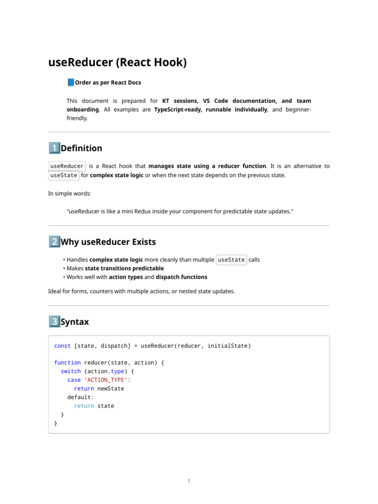 React Built-In Hooks – Use Reducer (1) | PDF | Computer Science ...