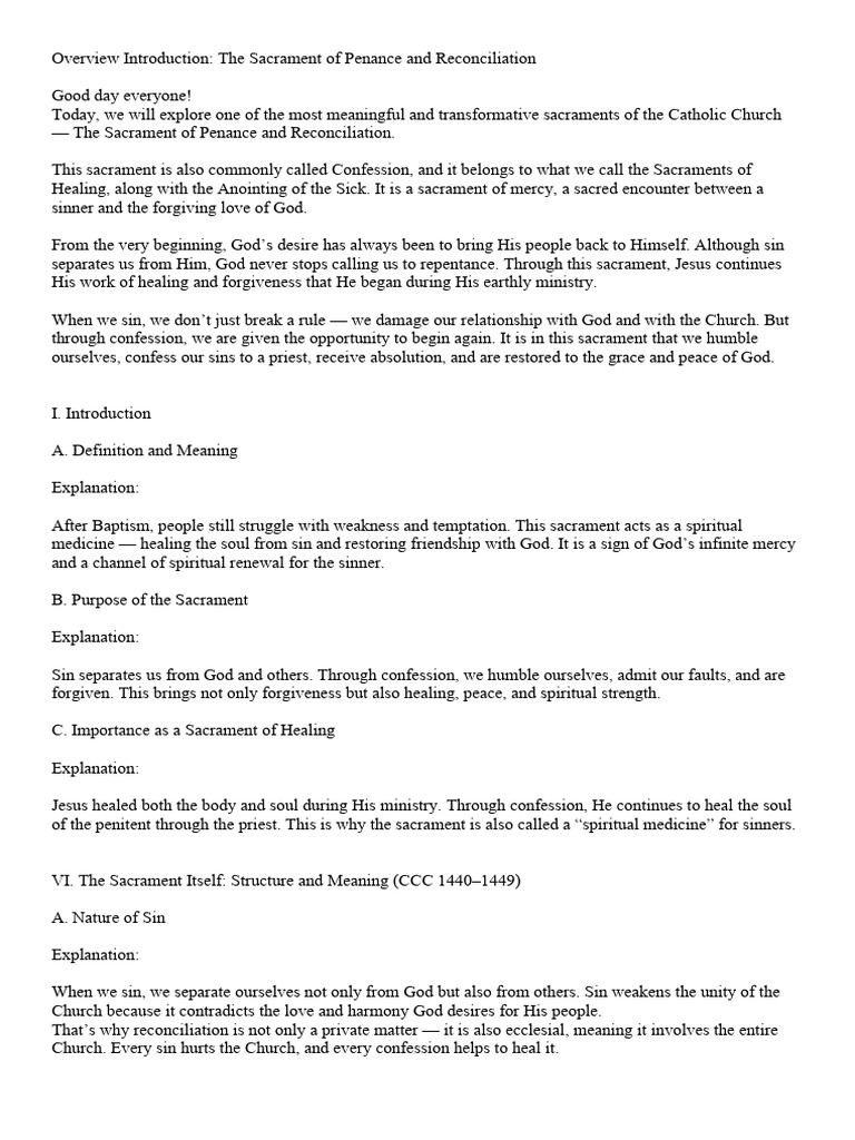 Understanding Penance and Reconciliation | PDF | Penance | Sacraments
