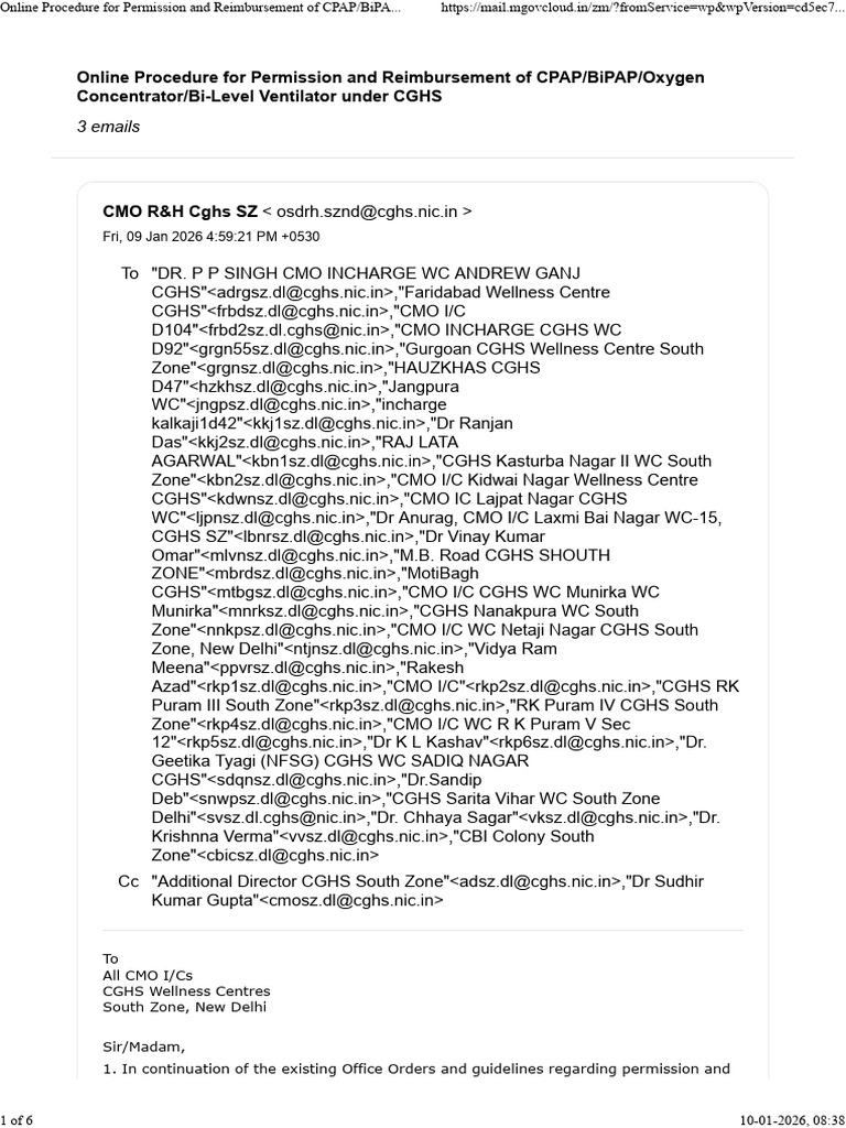 CGHS Online CPAP/BiPAP Reimbursement Guide | PDF | Clinical Medicine