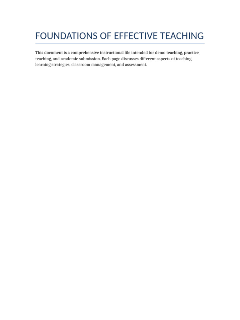Foundations of Effective Teaching 20 Pages | PDF | Learning | Teachers