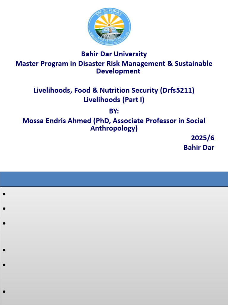 Disaster Risk Management & Livelihoods | PDF | Food Security | Risk
