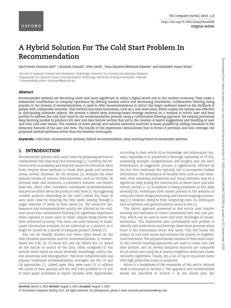 4 A Hybrid Solution For The Cold Start Problem in Recommendation | PDF ...