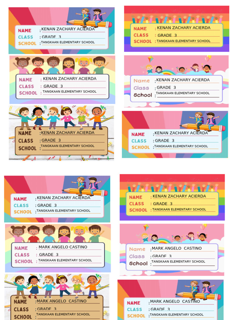 Grade 3 Students at Tangkaan School | PDF